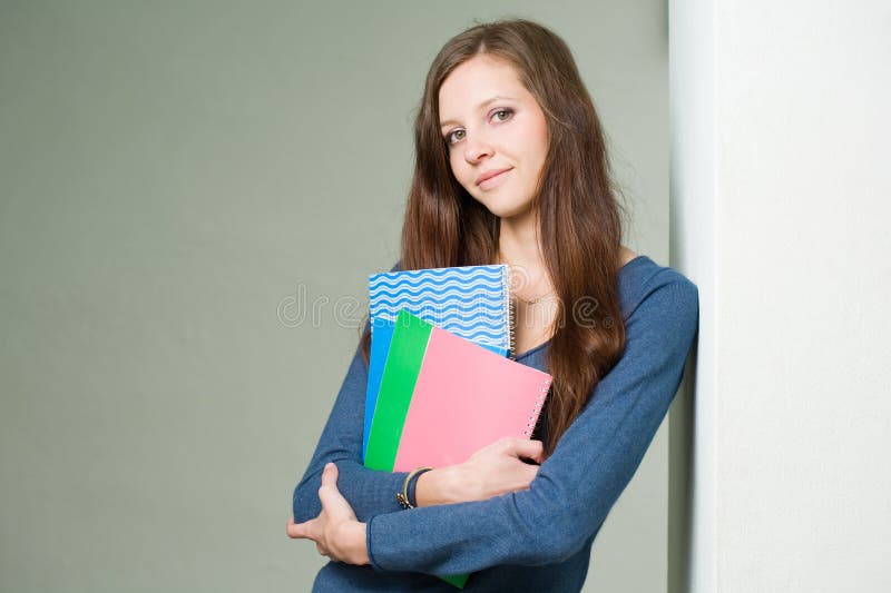Attractive Young Brunette Student Girl. Stock Photo - Image of ...