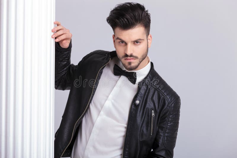 Attractive Young Business Man Holding One Hand on a Column Stock Image ...