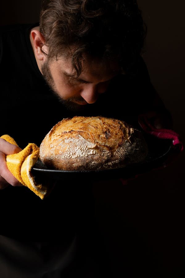 Attractive Young Caucasian Chef Posing with White Sourdough Bread Stock ...