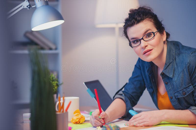 Attractive Young Freelancer is Working with Inspiration Stock Photo ...
