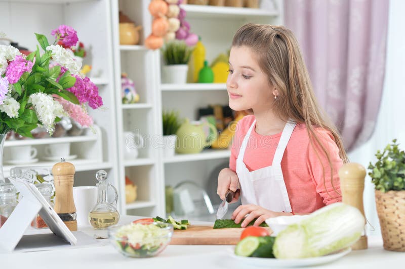 Attractive Young Girl Cooking Stock Photo - Image of care, lunch: 114615106