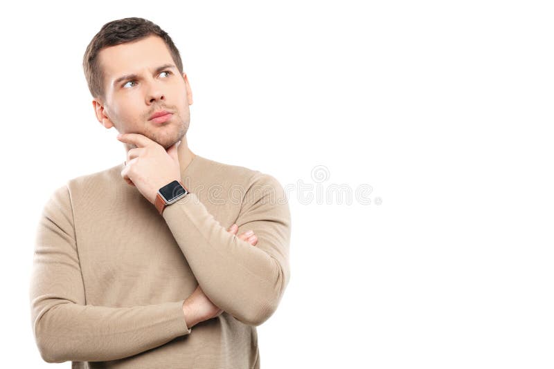 Attractive Young Guy is Making Serious Decision Stock Image - Image of ...