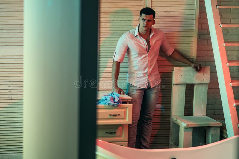 Attractive Young Guy Man Resting in Bathroom Stock Photo - Image of ...