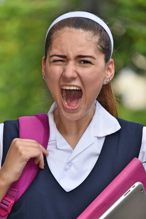 Girl Student Yelling stock photo. Image of college, screaming - 135585548