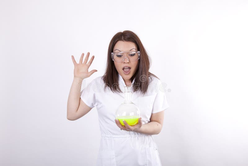 Attractive Young Laboratory Technician Surprised Stock Image - Image of ...