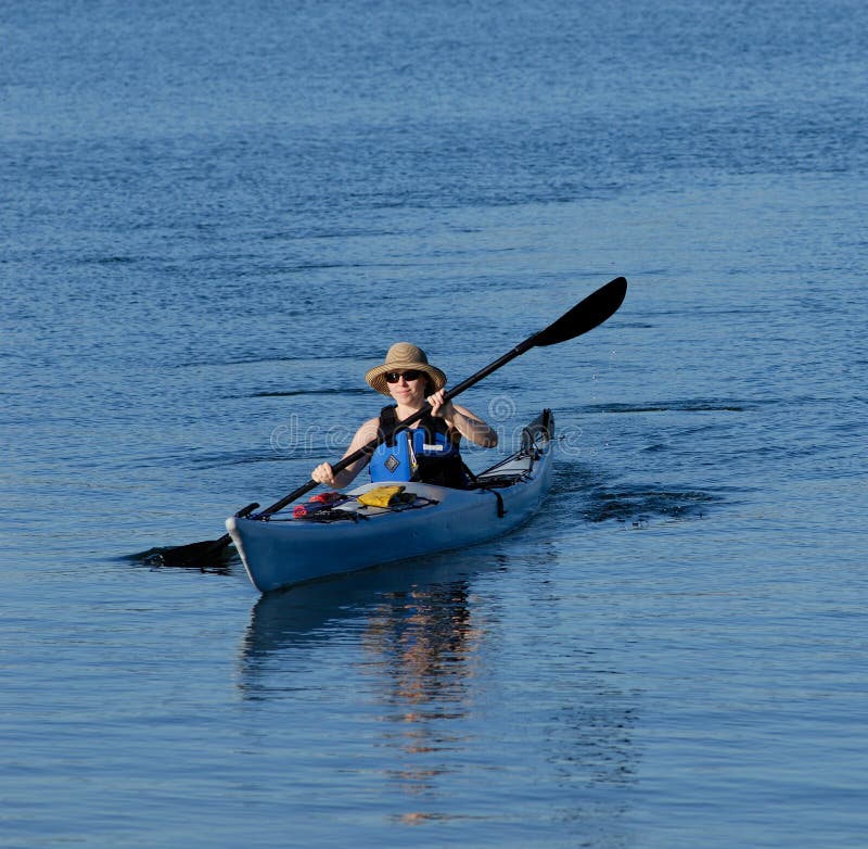 Attractive Young Lady Kayaking Stock Image - Image of outdoors ...