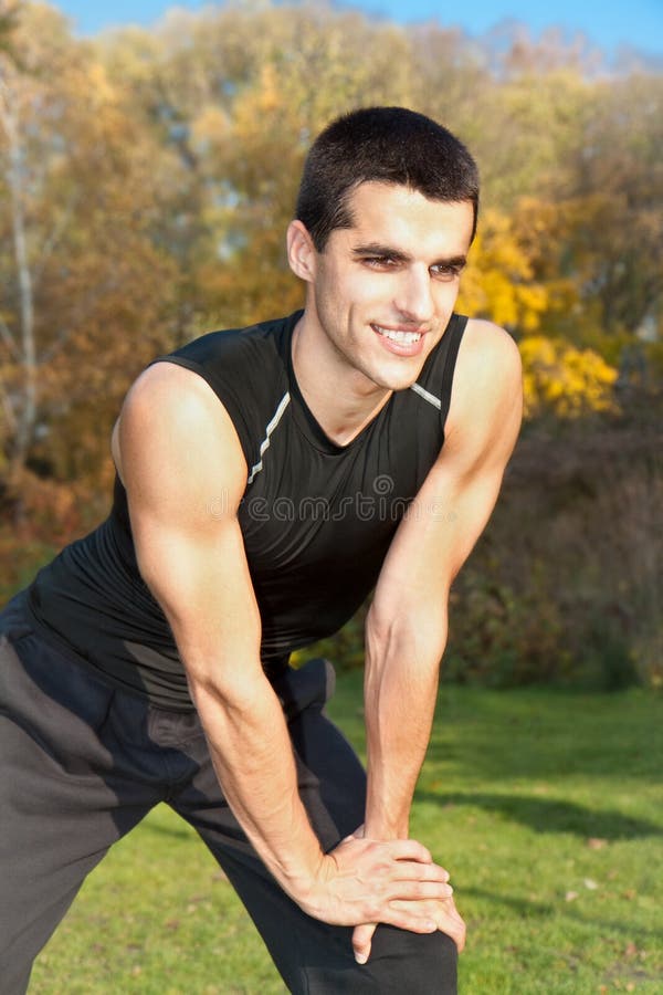 Attractive Athletic Young Man Training Kickboxing Stock Photo - Image ...
