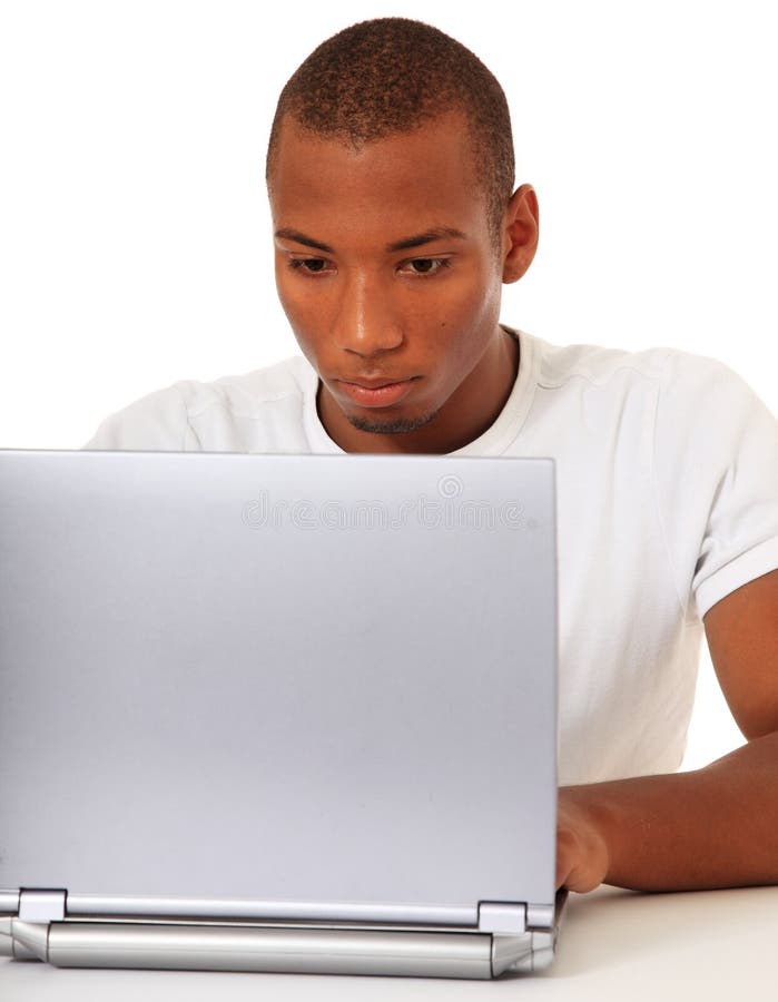 Casual Man Working on Laptop Stock Image - Image of face, internet: 253409