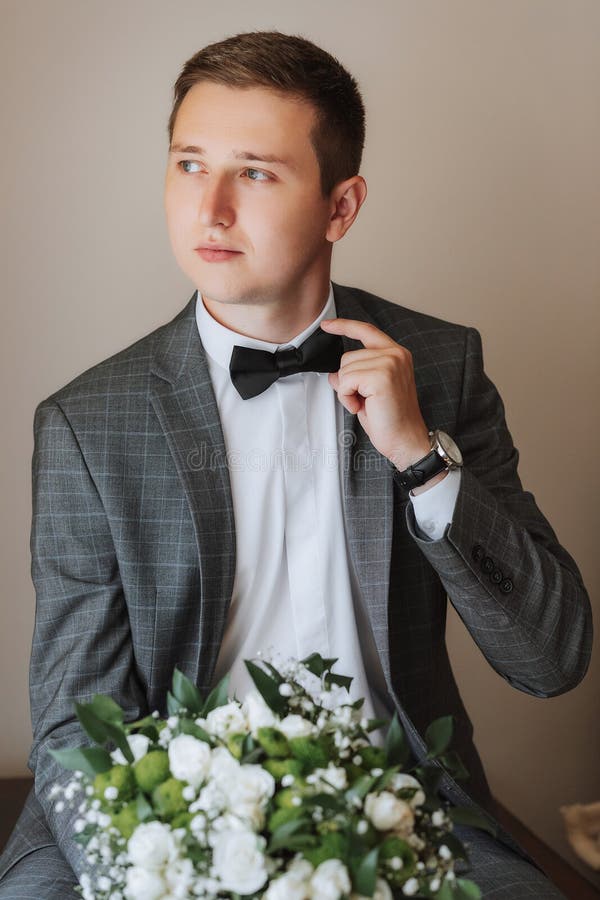 An Attractive Young Man Poses As a Groom before a Wedding. the Groom is ...
