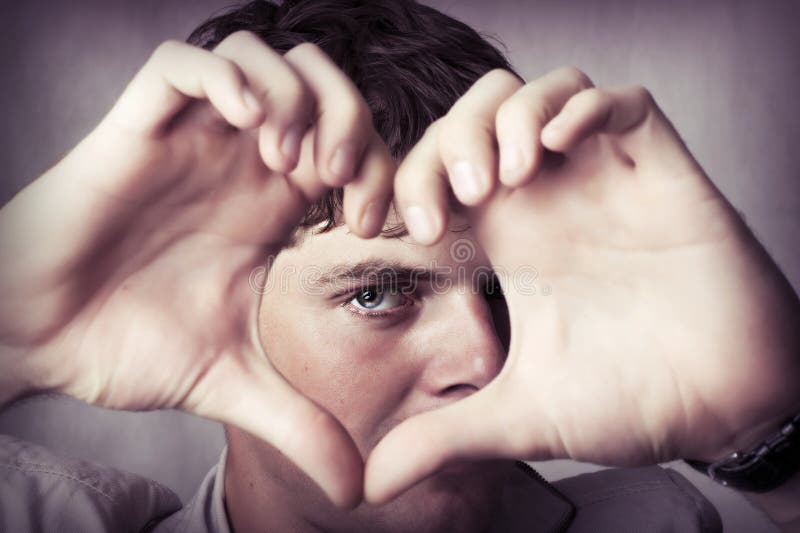 Attractive Young Man Show Love Sign Stock Photo - Image of lifestyle ...
