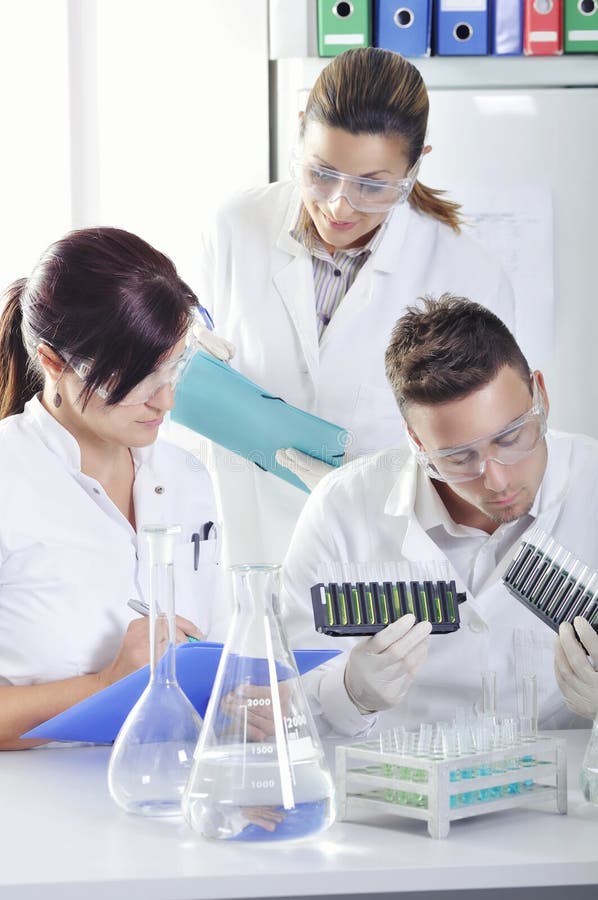 Attractive Young PhD Students Scientists Observing the Color Shift ...