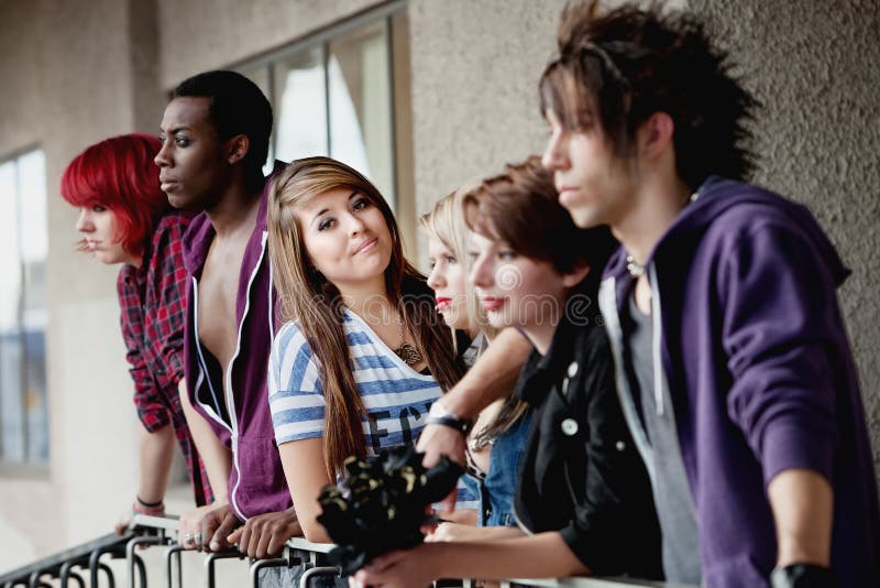 Attractive Young Punk Girl Poses Stock Photo - Image of line, mixed ...
