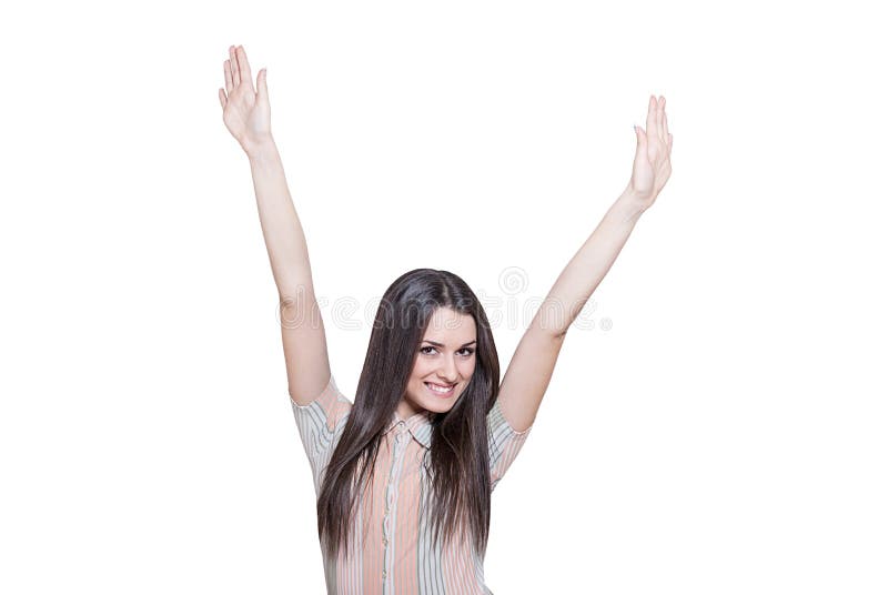 Teen girl with arms up stock image. Image of woman, teen - 4262363