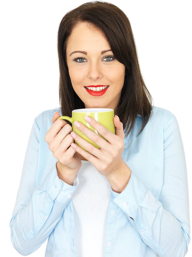 Attractive Young Woman Drinking a Mug of Coffee Stock Image - Image of ...