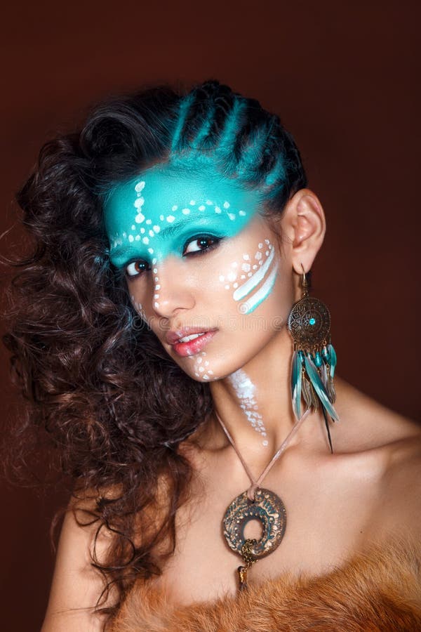 Attractive Young Ethnic Girl Applying Make Up Stock Image Image Of