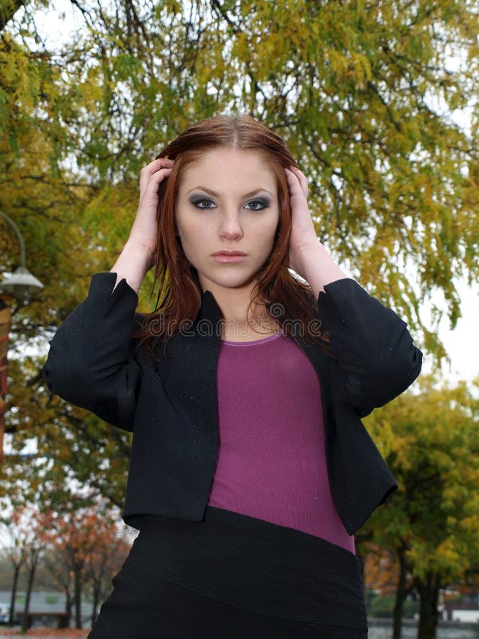 Attractive Young Woman and Fall Leaves Stock Image - Image of glamorous ...