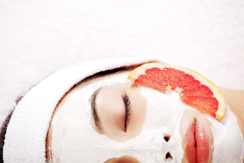 Attractive Young Woman with Fruit Mask Stock Image - Image of ...