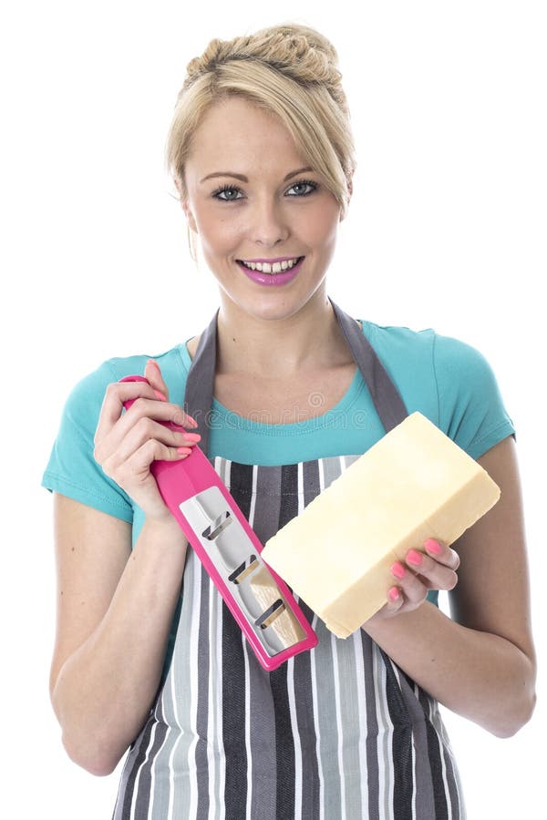 Attractive Young Woman Grating Cheese Stock Image - Image of posing ...