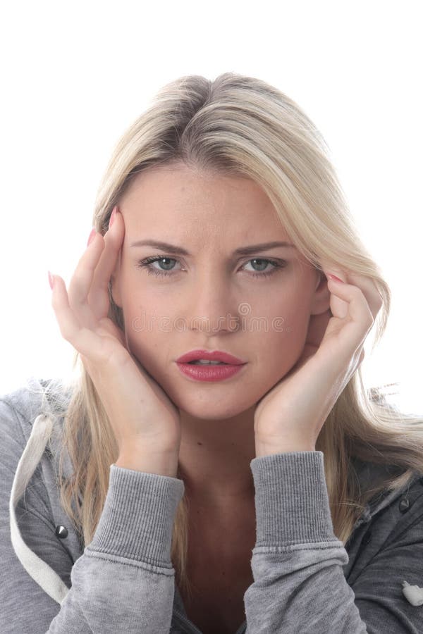 Attractive Young Woman with a Headache Stock Photo - Image of caucasian ...