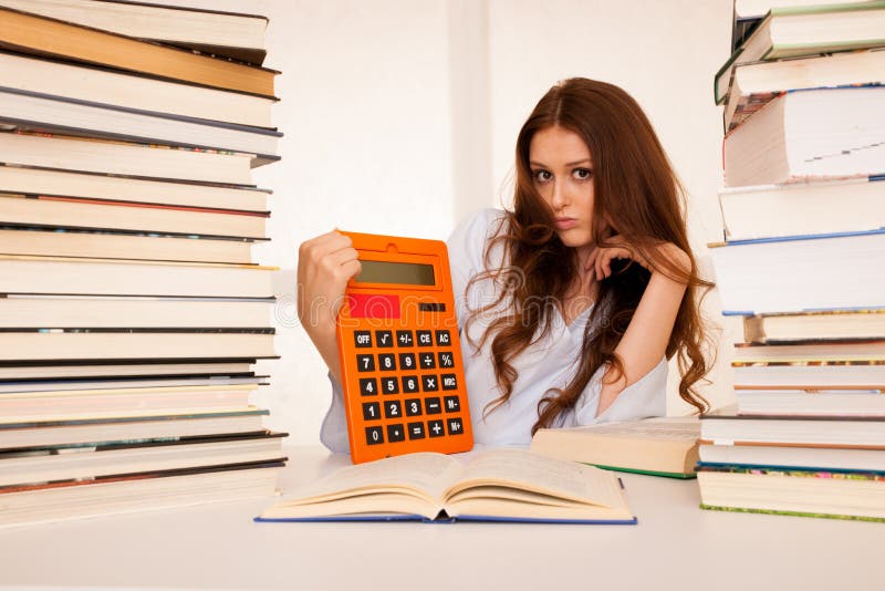 Attractive Young Woman Student Studi Math Stock Photo - Image of ...
