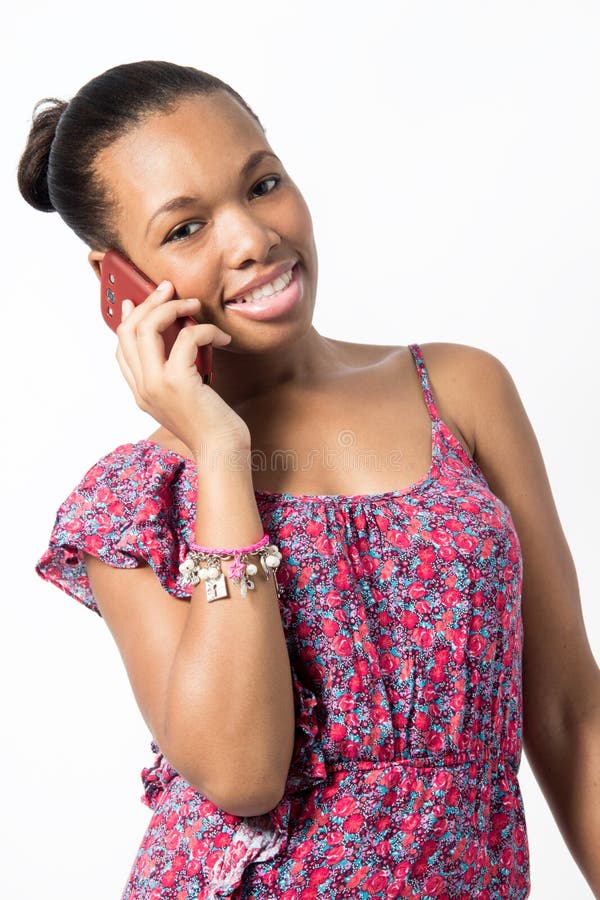 African American Woman Talking On A Mobile Phone Black People Stock