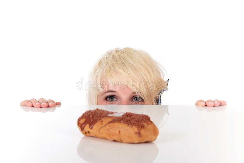 Attractive Young Woman Tempted Stock Photo - Image of studio, wait ...