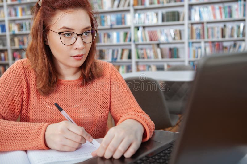Attractive Asian Woman Studying at the Library Stock Photo - Image of ...