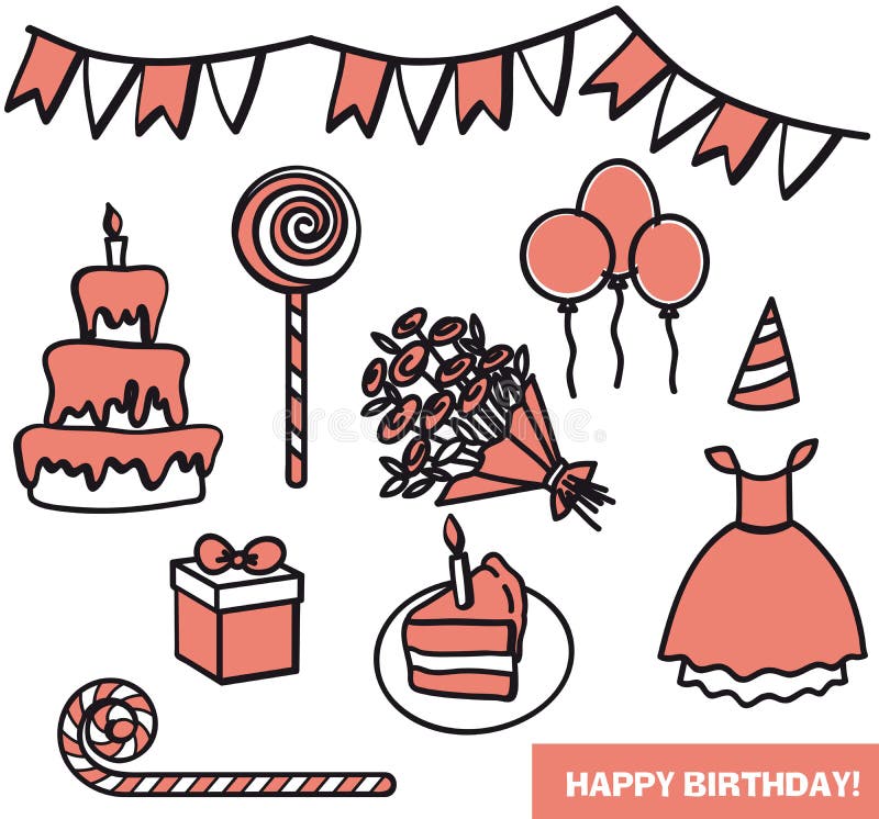 Set of Attributes for a Birthday. Vector Illustration. Stock Vector ...