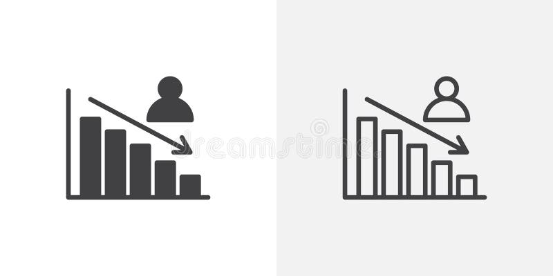 Attrition Line Icon Isolated on White Background Stock Vector ...