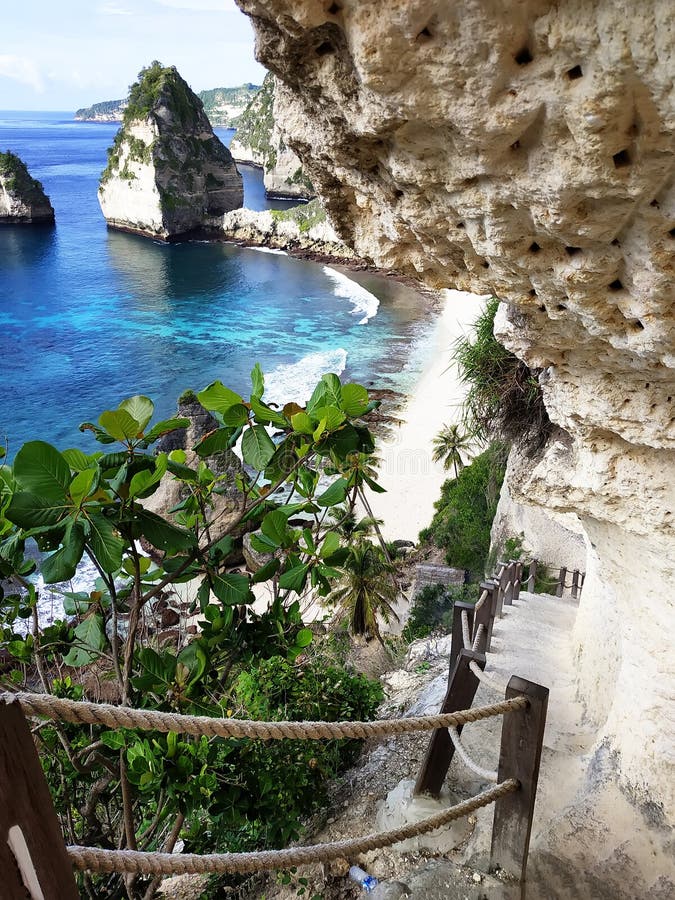 Coastline, Cliffs And Blue Ocean In Nusa Penida Island. Stock Photo ...