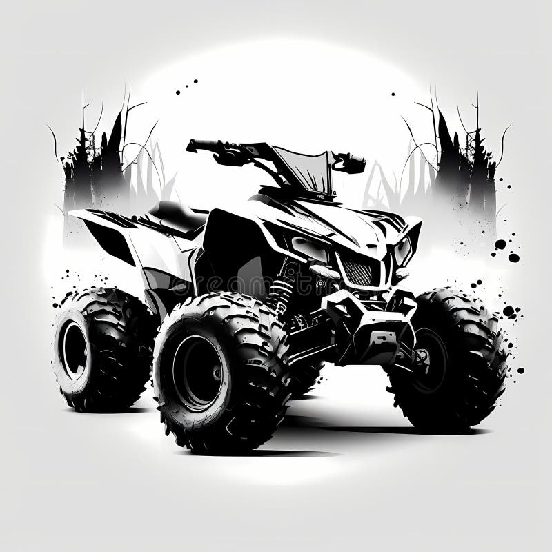 ATV Black and White. Generative AI Stock Illustration - Illustration of ...