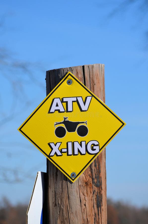 ATV Crossing Sign 4 Wheeler Post Stock Photo - Image of crossing ...