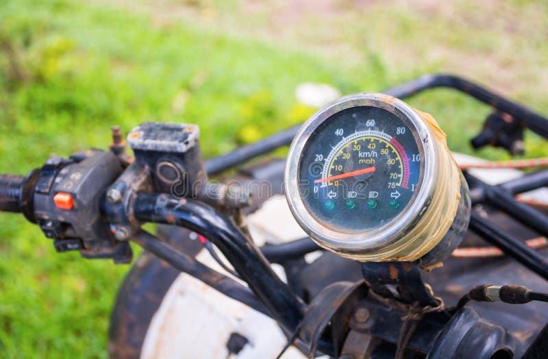 ATV motorcycle dashboard. stock photo. Image of extreme - 73579184