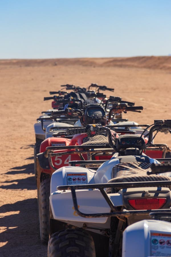 ATV Quad Bikes for Safari Trips in Arabian Desert, Egypt Stock Photo ...