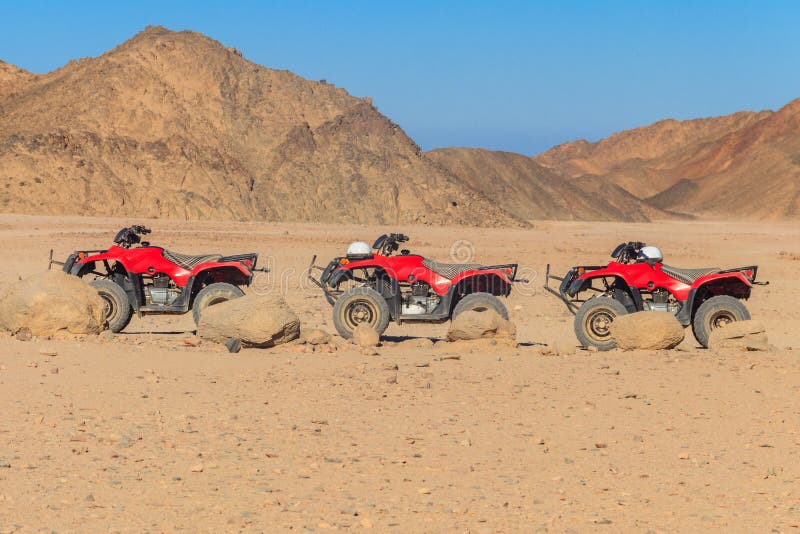 ATV Quad Bikes for Safari Trips in Arabian Desert Egypt Stock Photo ...