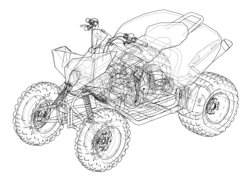 ATV Quadbike Concept Outline. Vector Stock Vector - Illustration of ...