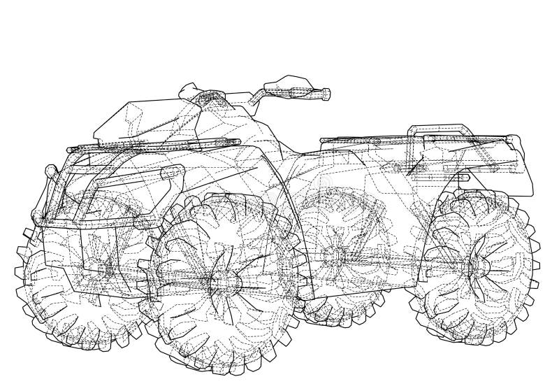 ATV Quadbike Concept Outline. Vector Stock Vector - Illustration of ...