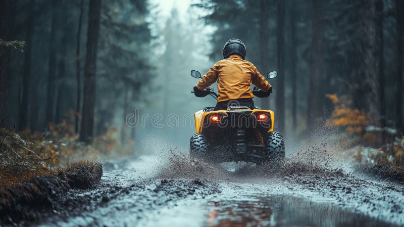 Atv riding forest stock photo. Image of speed, motocross - 364268730