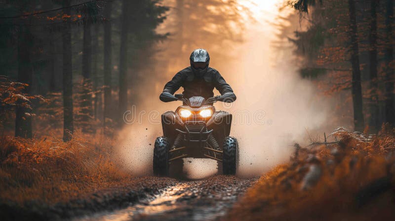 Atv riding forest stock photo. Image of action, road - 364686512