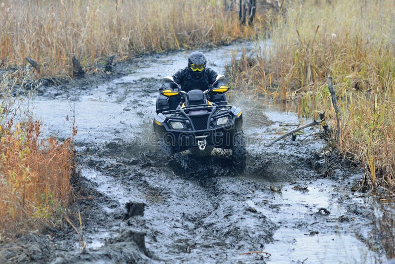 ATV and UTV Driving in Mud and Water Stock Image - Image of cheering ...