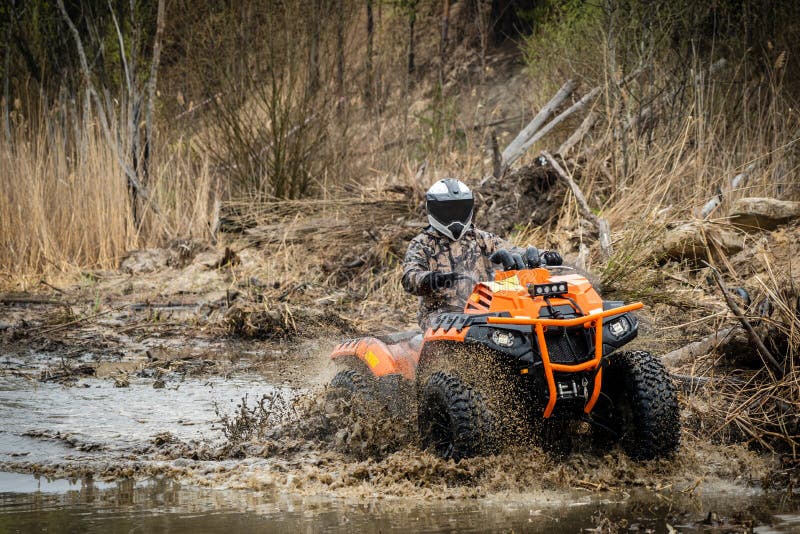 ATV/UTV/4x4 Driving in Muddy Water Stock Photo - Image of action, color ...