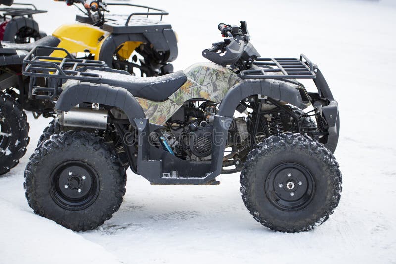 ATV in Winter. Off-road Motor Vehicles Stock Image - Image of outside ...