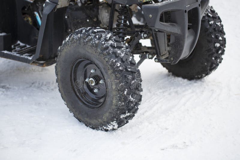 ATV in Winter. Off-road Motor Vehicles Stock Photo - Image of drive ...