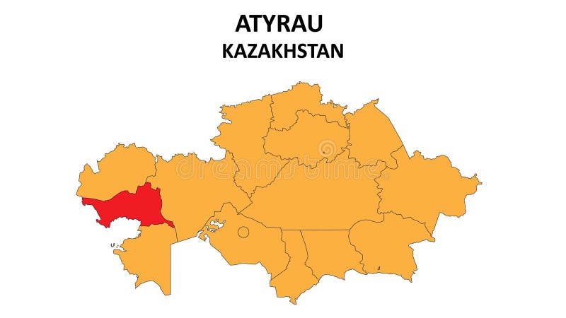 Atyrau Map in Kazakhstan. Vector Map of Kazakhstan. Regions Map of ...
