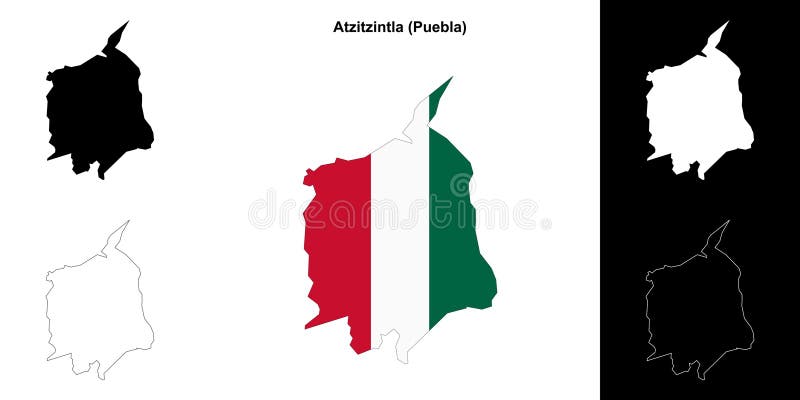 Atzitzintla outline map stock vector. Illustration of municipality ...