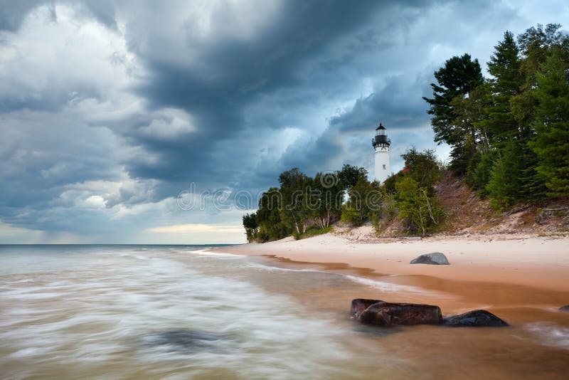 Au Sable Lighthouse. stock photo. Image of dusk, beacon - 26106894