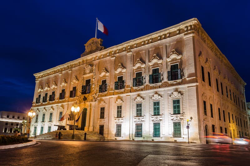 Auberge De Castille in Valletta, Malta Stock Photo - Image of ...
