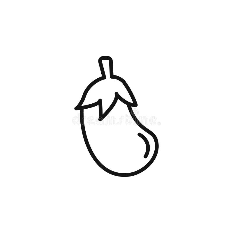 Aubergine Icon Outline Collection In Black And On White Background