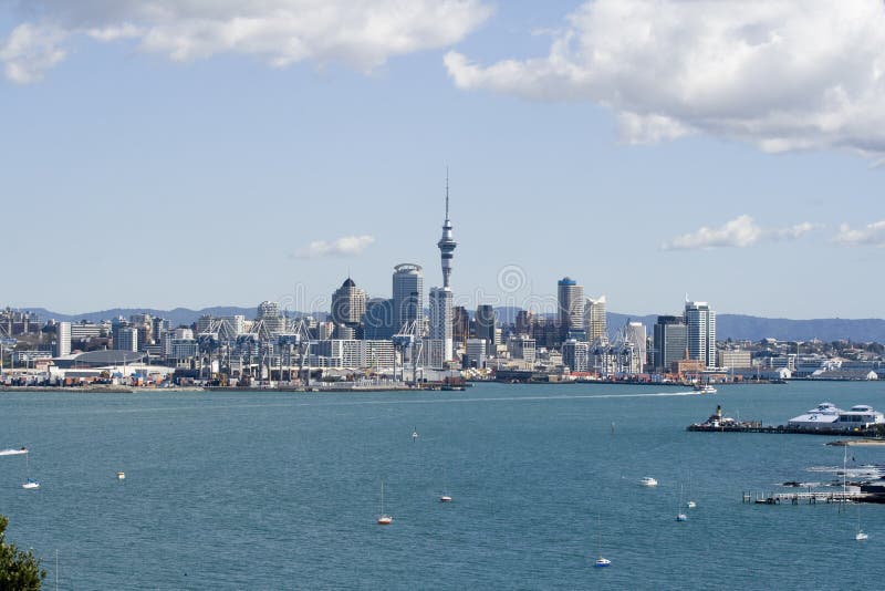 Auckland City CBD with Boats Stock Image - Image of auckland ...
