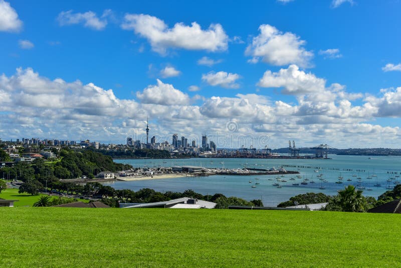 Auckland Central, View from Across Waitemata Harbour Stock Photo ...